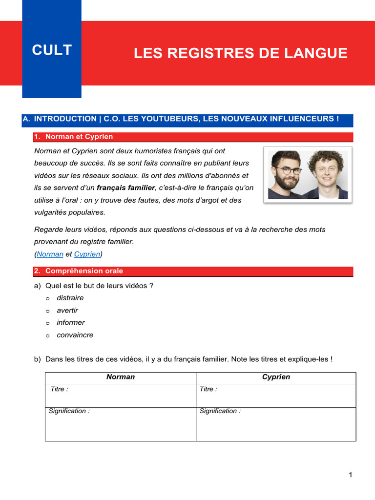 Registres de langue et français familier | PDF | Sociolinguistique ...