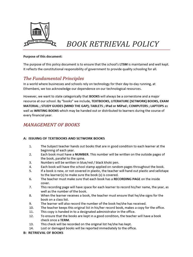 Book Retrieval Policy | PDF | Books