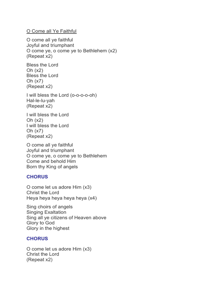 O Come All Ye Faithful Lyrics | PDF