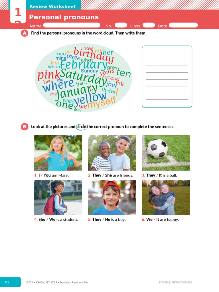 Personal Pronouns Review Worksheet | PDF
