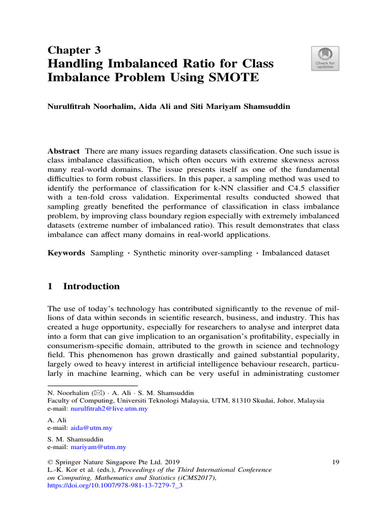 SMOTE for Class Imbalance Handling | PDF | Applied Mathematics | Data