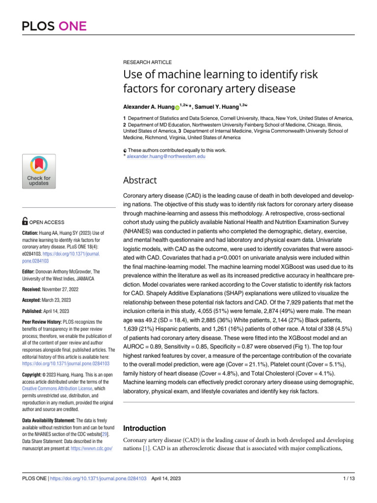 Use of Machine Learning To Identify Risk | PDF | Medical Specialties ...