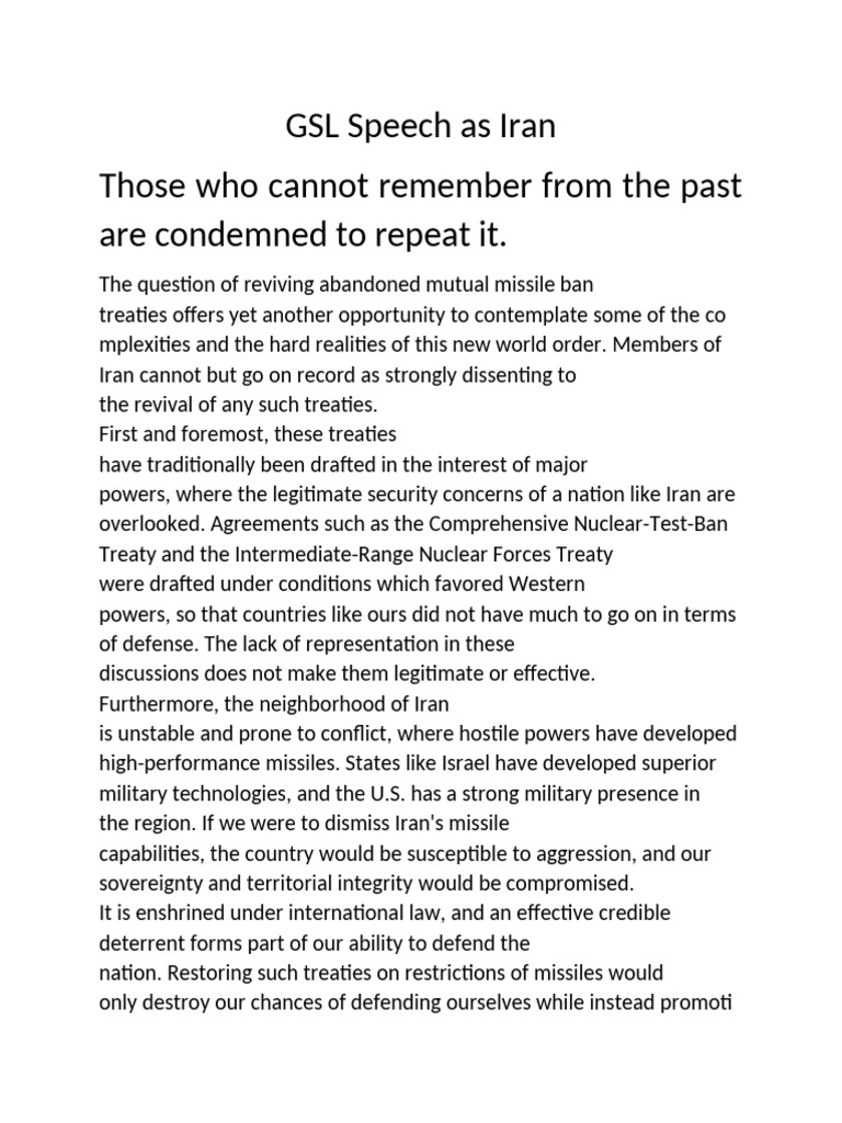 GSL Speech As Iran | PDF