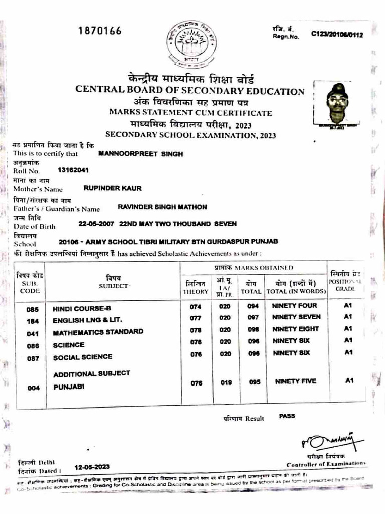 Class X Certificate | PDF