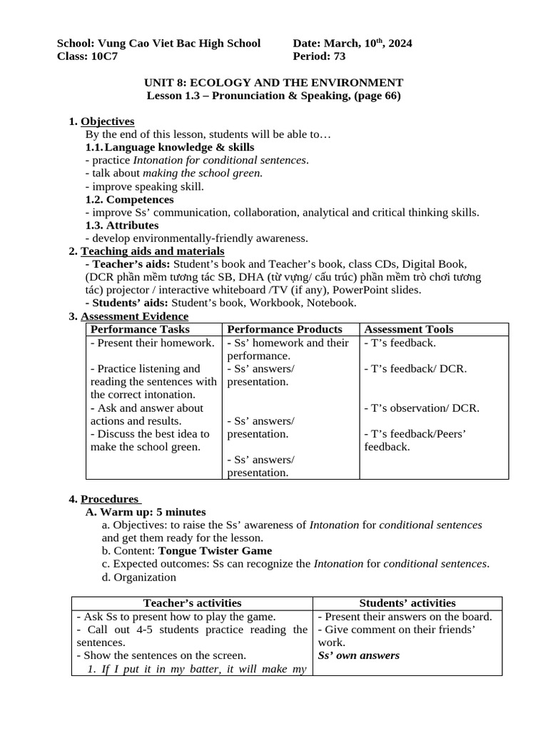 - Unit 8, Lesson 1.3 - Pronuciation & Speaking (1) | PDF | Cognitive Science | Cognition