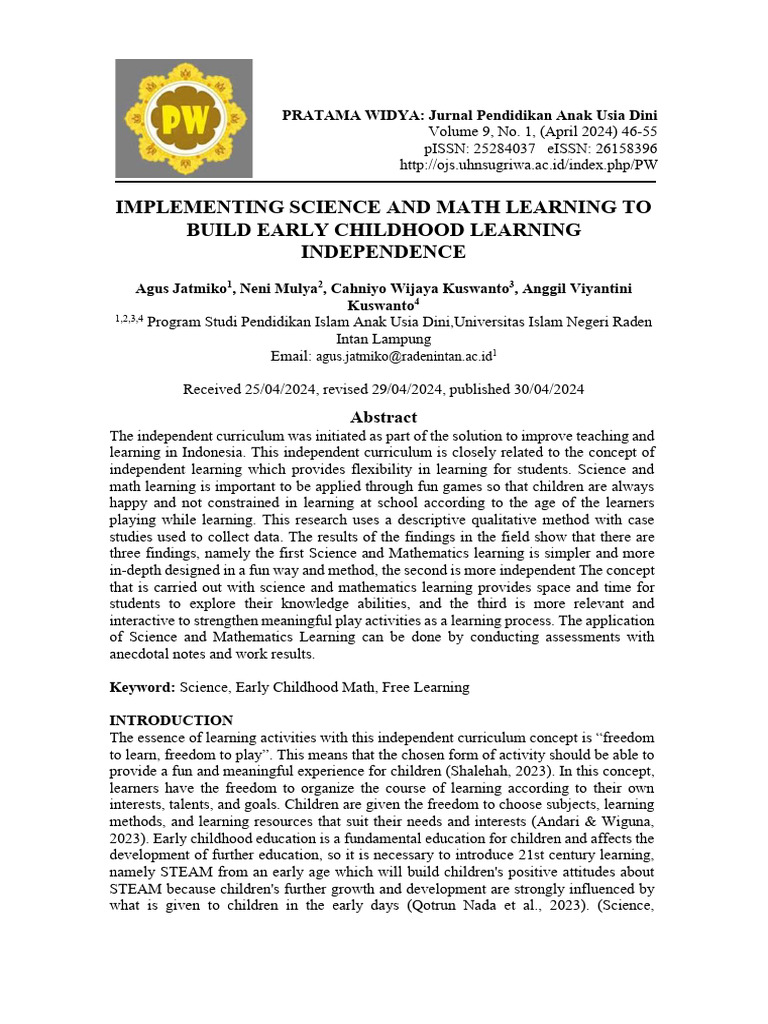 Implementing Science and Math Learning To Build Early Childhood ...