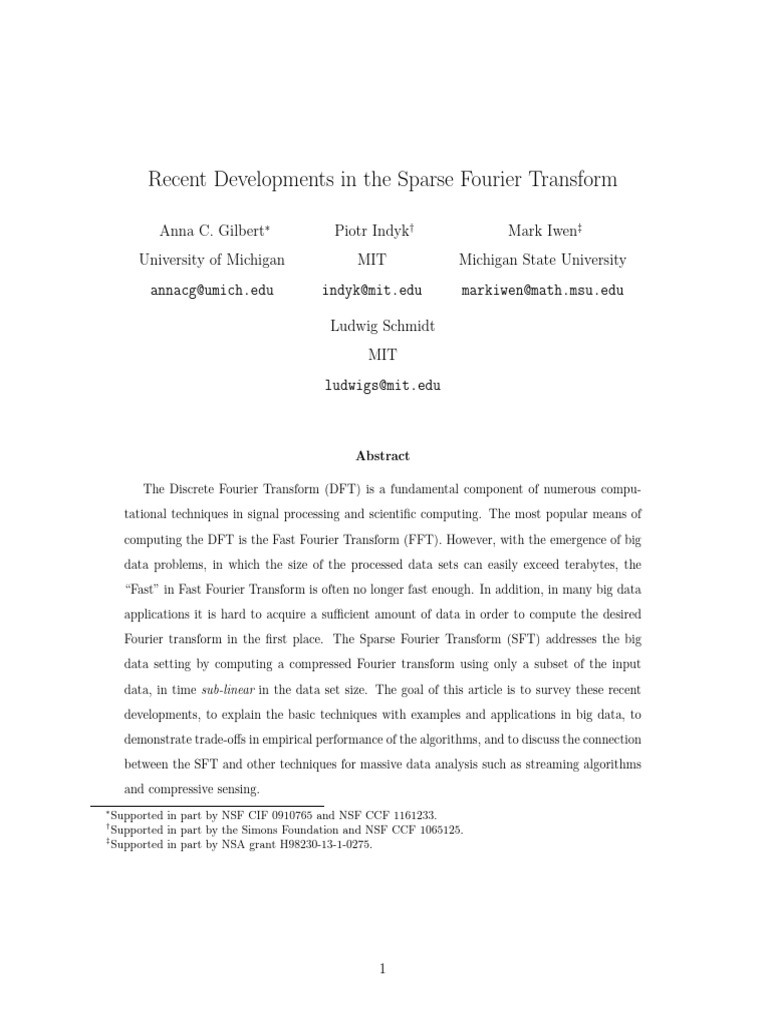 Sparse Fourier Transform Advances | PDF | Fast Fourier Transform ...