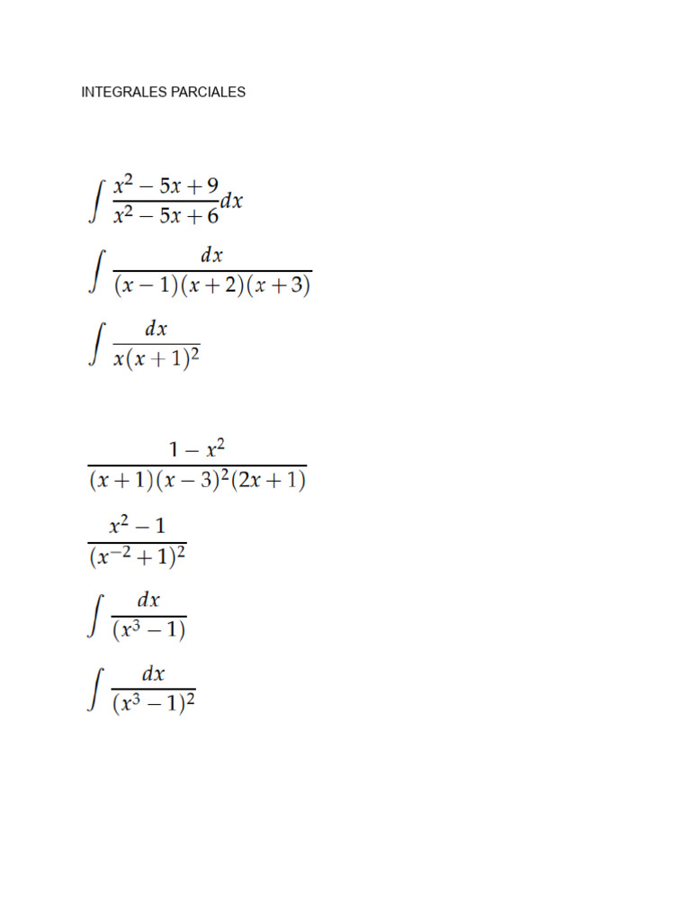 Practica #IV - INTEGRALES PARCIALES | PDF