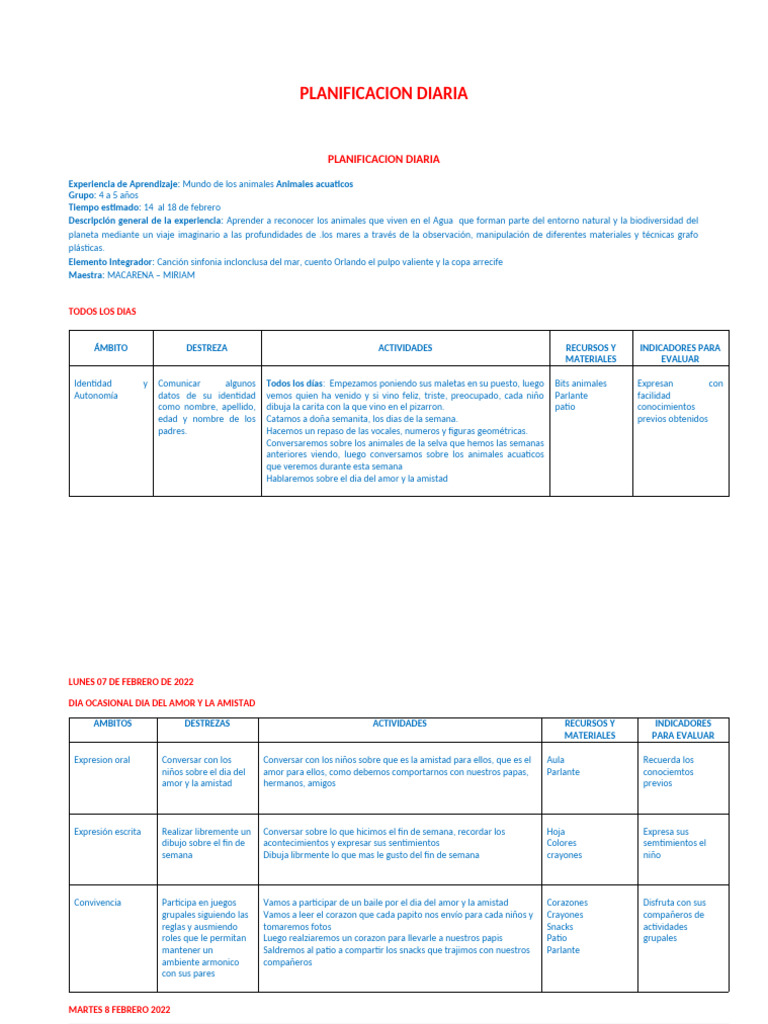 Planificacion Microcurricular Pdf Amor