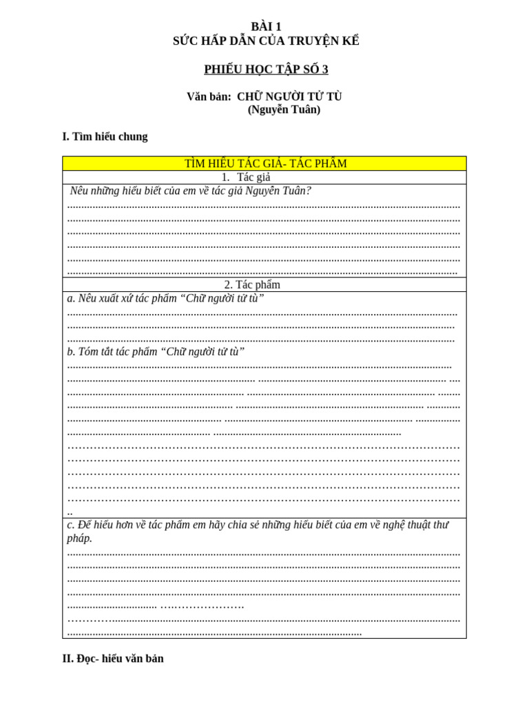 BÀI 1- Phiếu HT3 | PDF