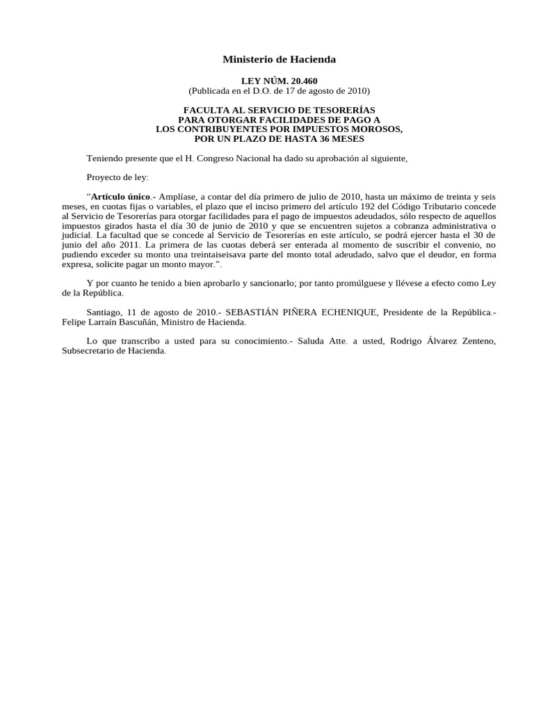 Ley N 20460 | PDF