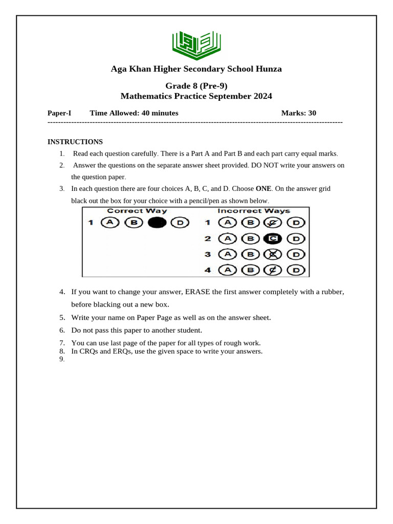 Maths Grade 8 Maths Paper-011 Sept 2024 | PDF | Equations | Arithmetic