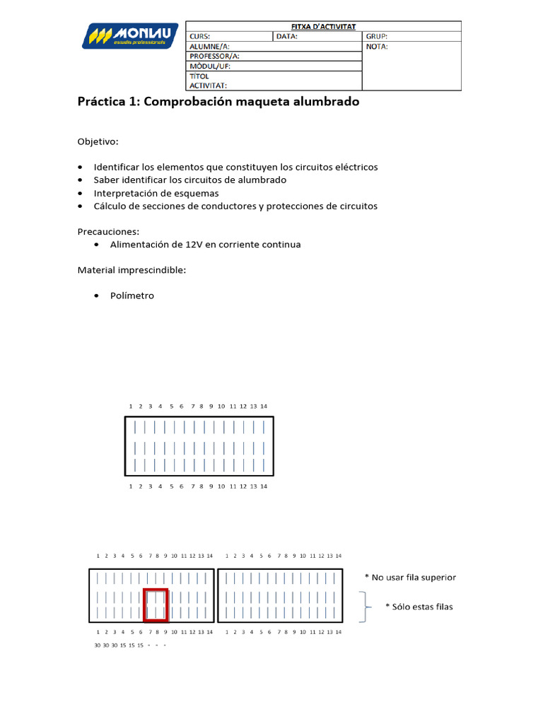 M6 - UF3 - Práctica 1 Comprobación Maqueta 2018 - 19 | PDF | Fusible (Eléctrico) | Corriente ...