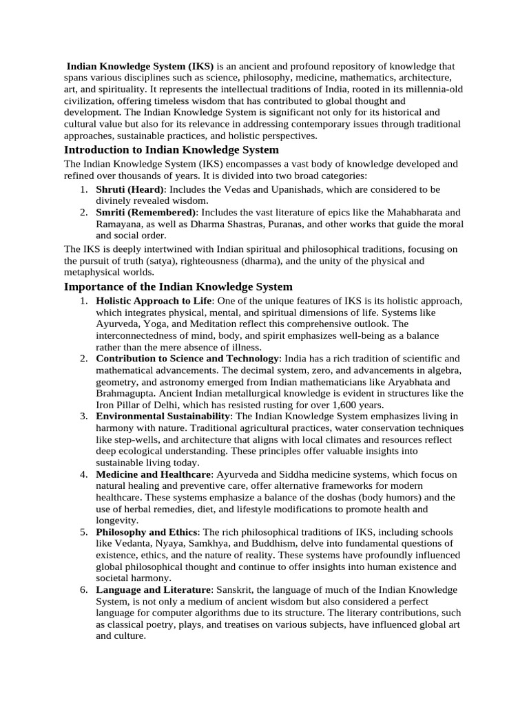 The Indian Knowledge System | PDF | Dharma | Ayurveda