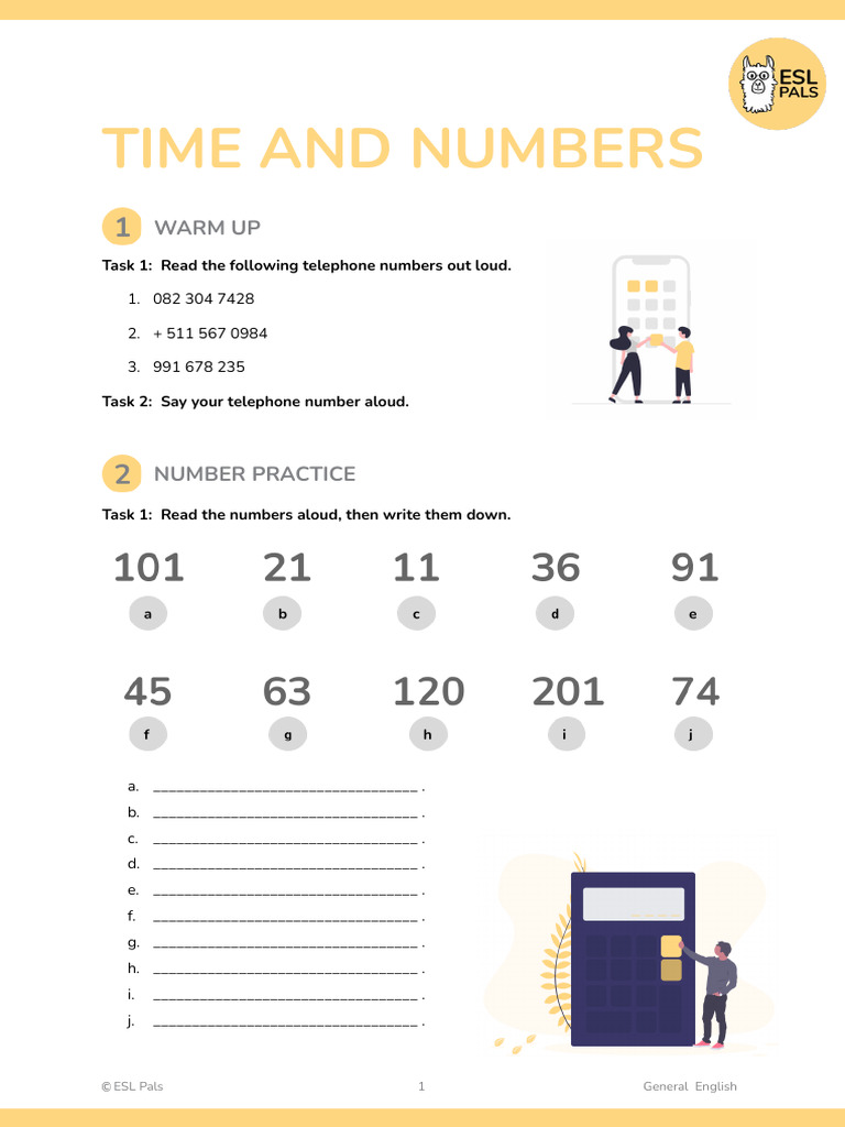 ESL Time and Number Practice | PDF | Language Arts & Discipline
