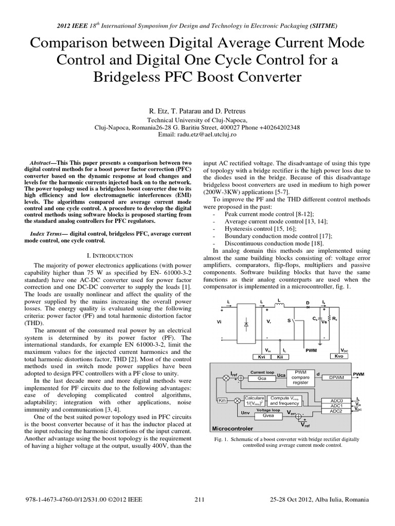 Comparison Between Digital Average Current Mode Control And Digital One Cycle Control For The