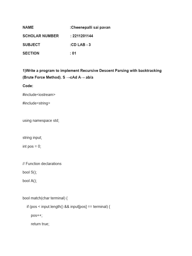 CD Lab 3 | PDF | Parsing | Syntax (Logic) CD Lab 3 | PDF | Parsing | Syntax (Logic)