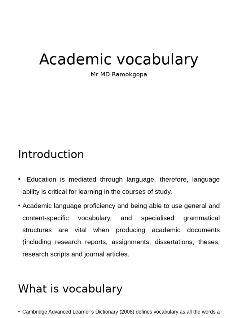 Academic Vocabulary | PDF | Vocabulary | Word