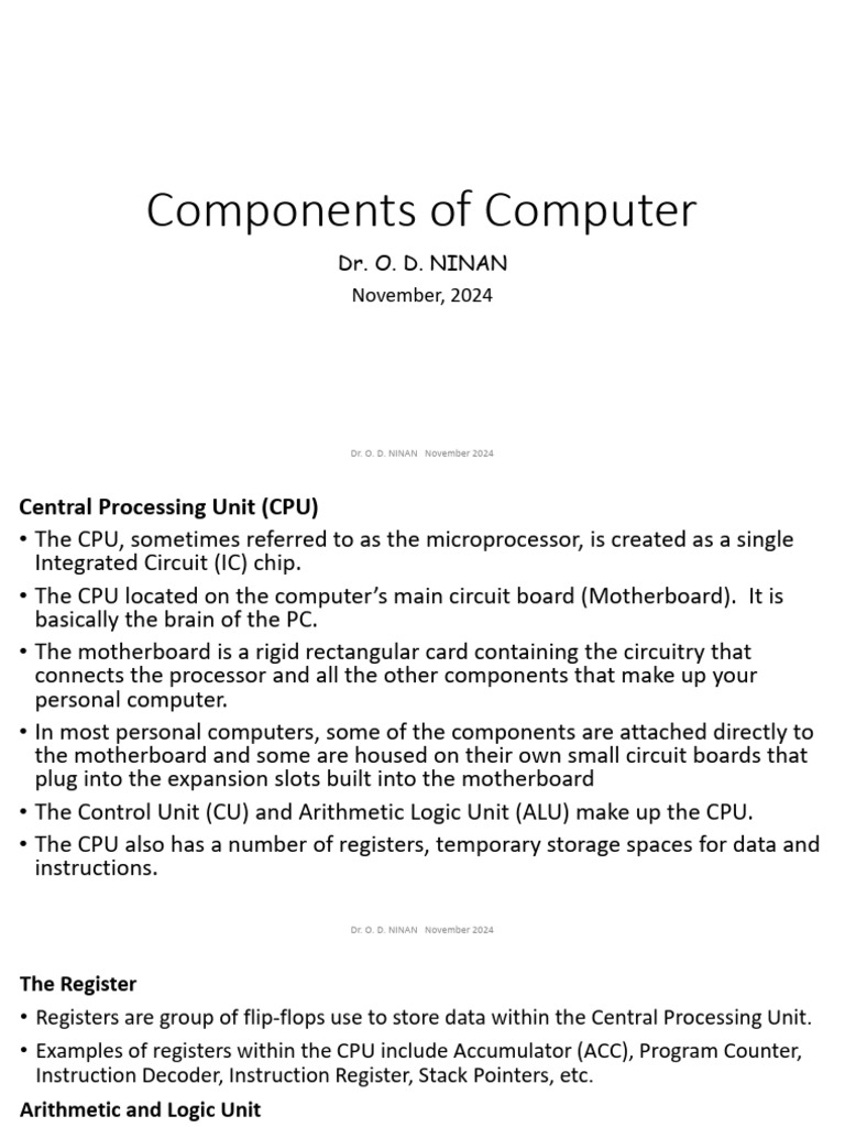 Components of Computer | PDF | Computer Memory | Random Access Memory