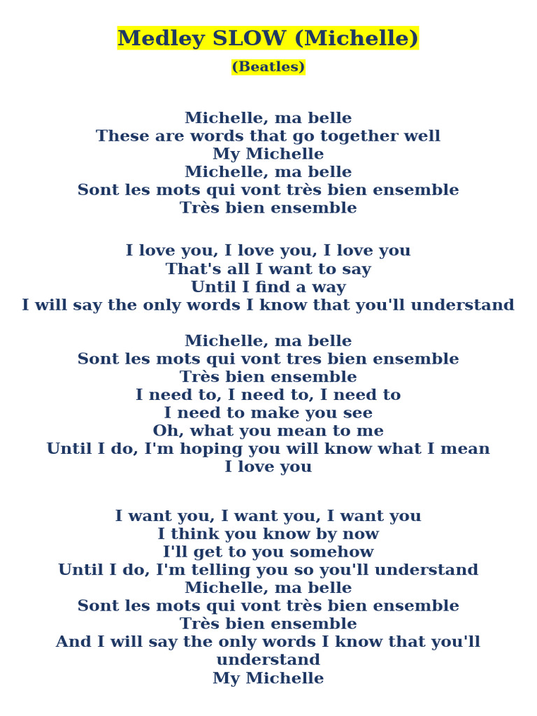 Medley SLOW - Michelle | PDF