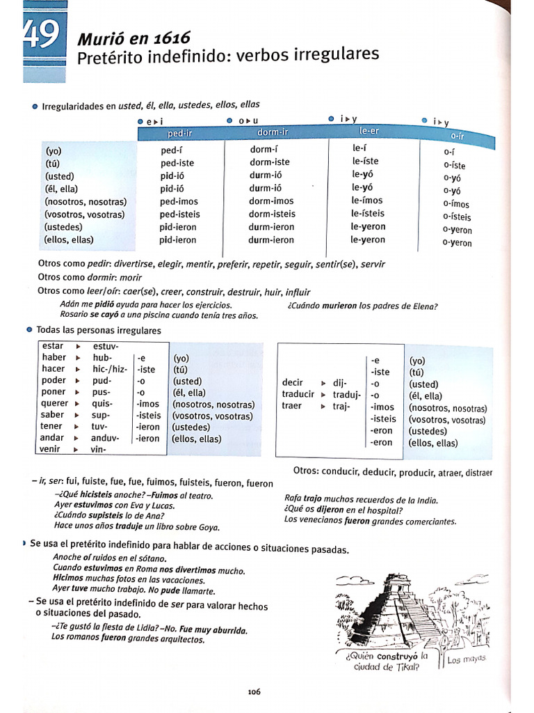 Pretérito Indefinido Irregulares | PDF