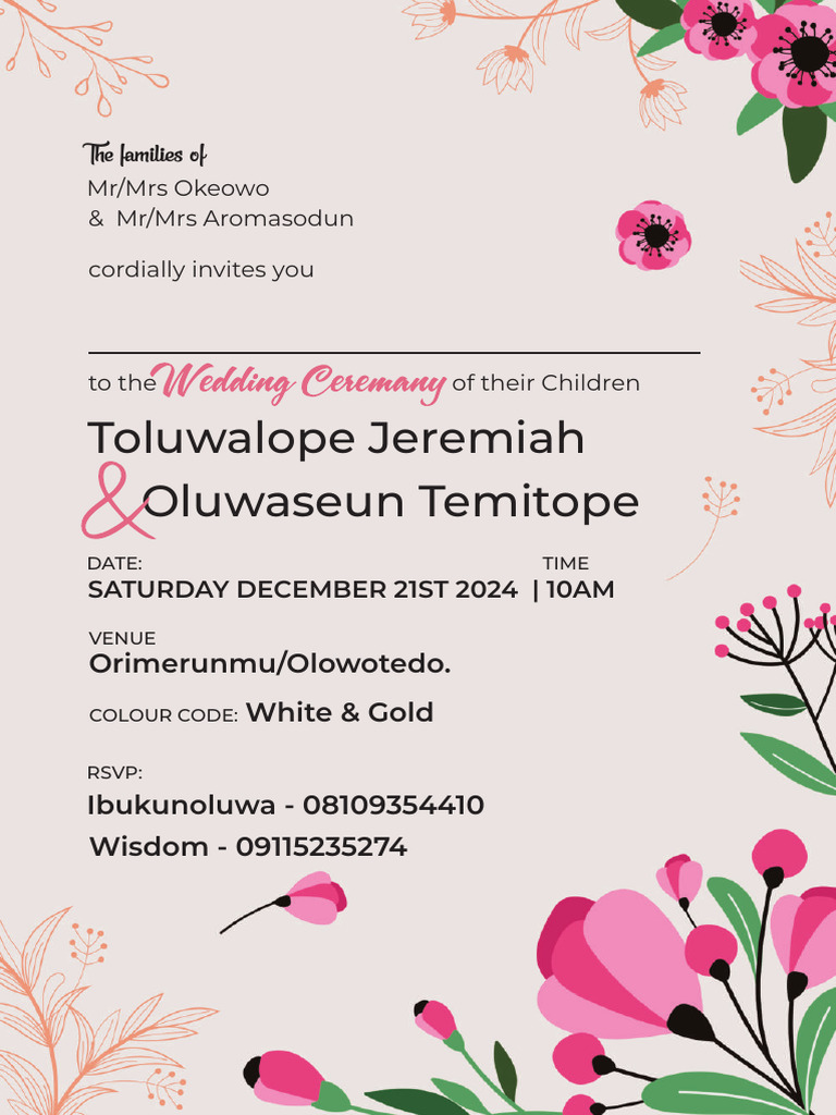 MR. TOLU OKEOWO WEDDING INVITATION | PDF MR. TOLU OKEOWO WEDDING INVITATION | PDF