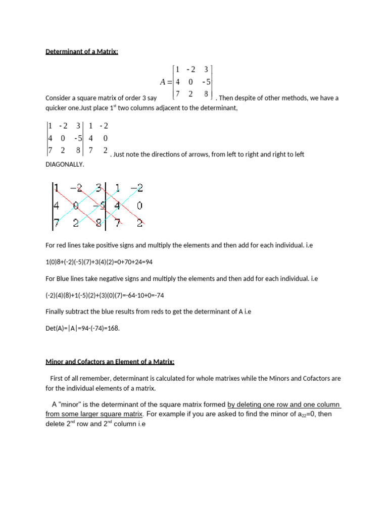 Determinant And Cofactors Pdf Teaching Methods And Materials Science And Mathematics