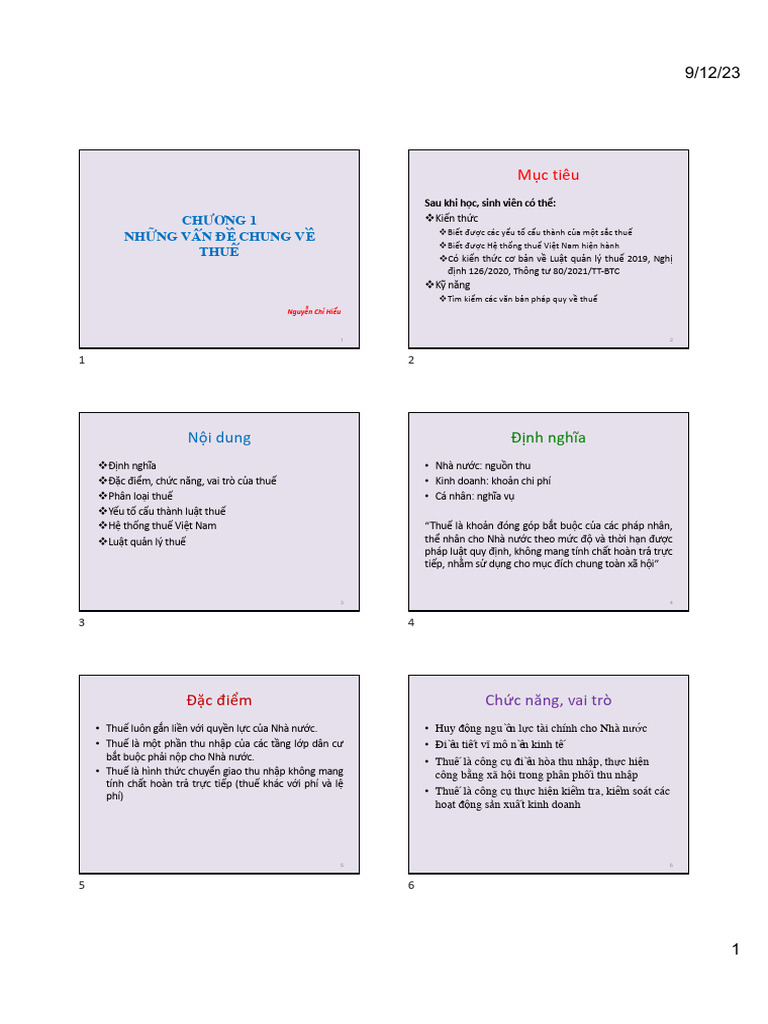 Chapter 1 Nhung Van de Chung Ve Thue | PDF