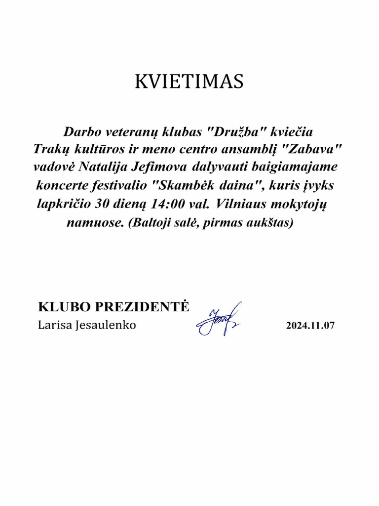 Kvietimas | PDF
