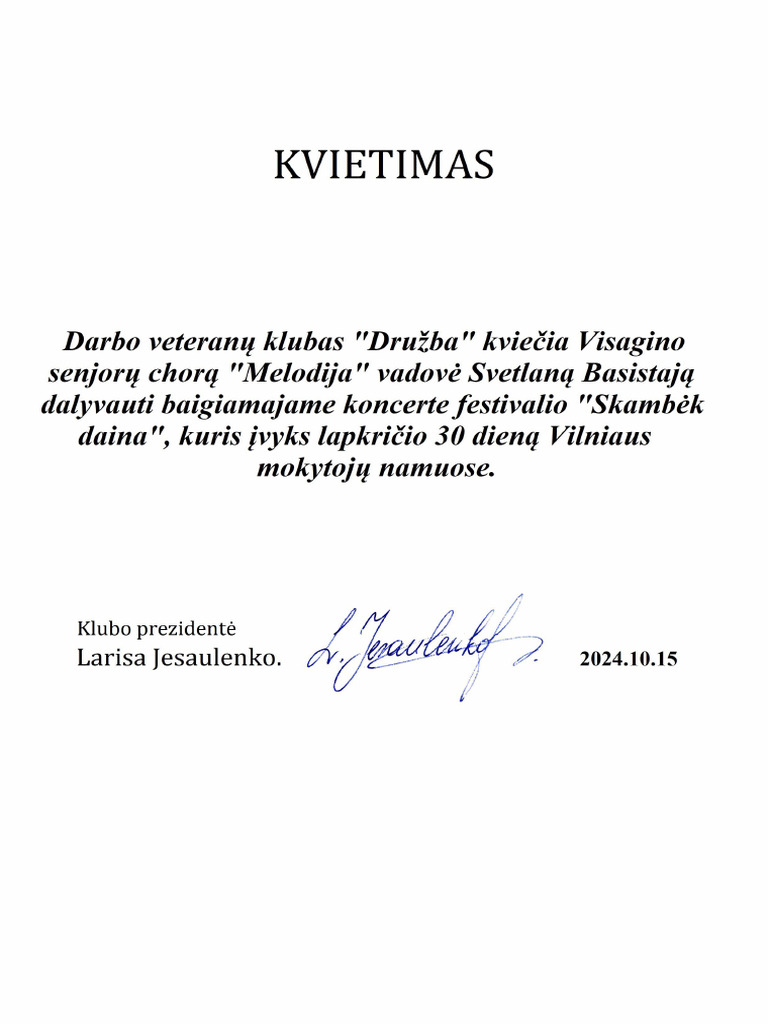 Kvietimas 1 | PDF