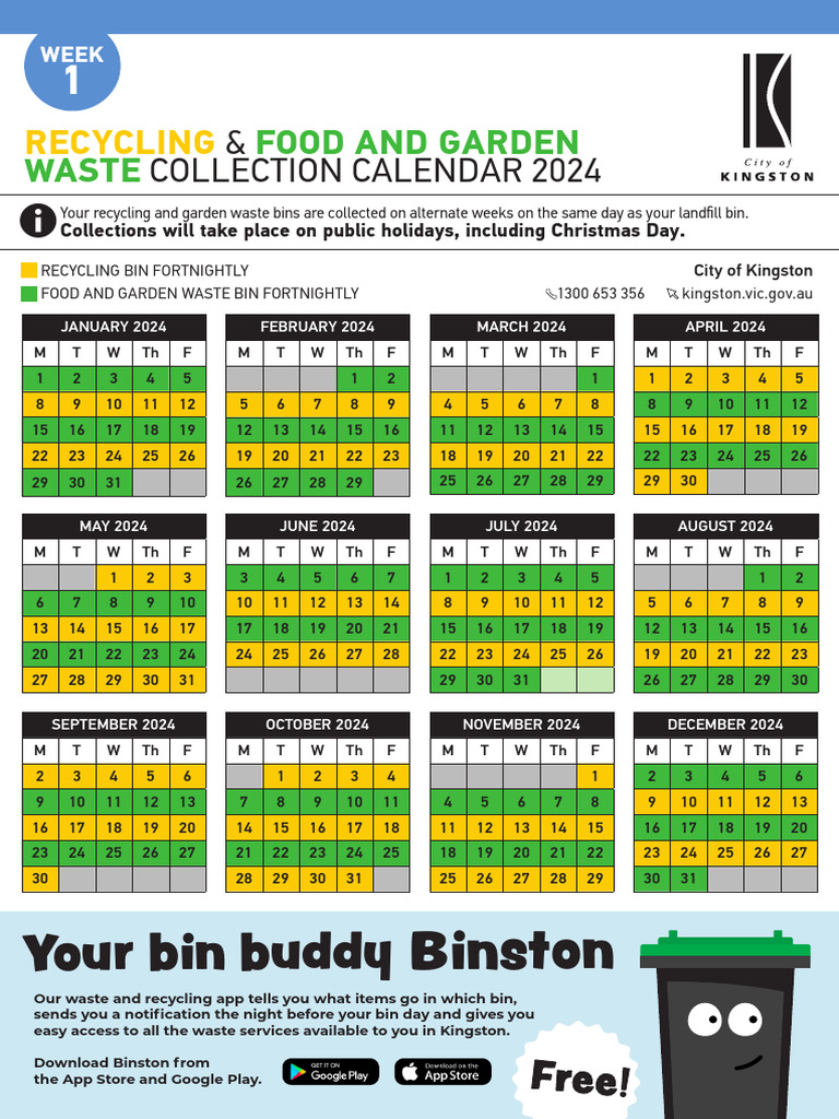 2024 Waste Calendars Week 1 | PDF | Pollution | Economy And The Environment