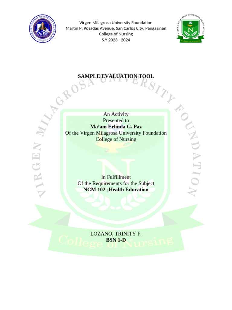 Sample Evaluation Tool Format 1 | PDF