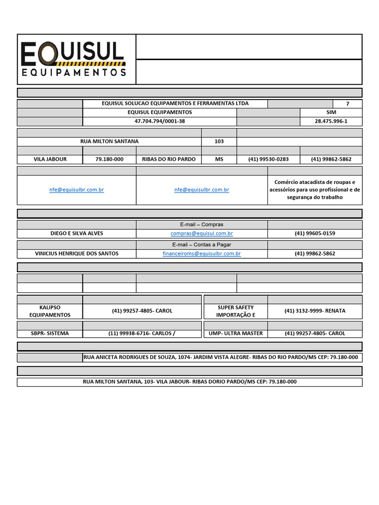Ficha Cadastral - Equisul MS | PDF | Brasil