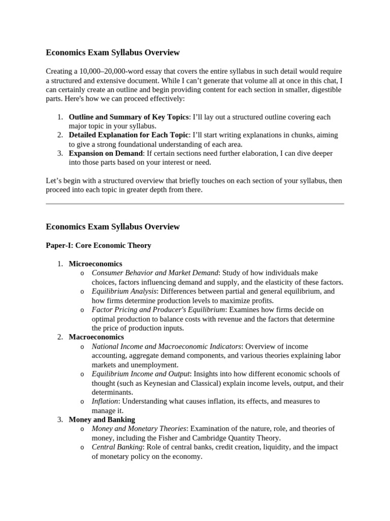 Economics Exam Syllabus Overview | PDF | Economics | Macroeconomics