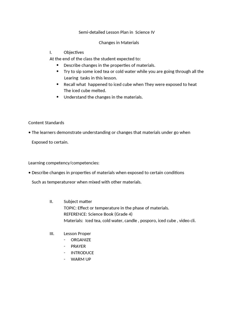 Lesson Plan For Science | PDF | Lesson Plan | Teachers