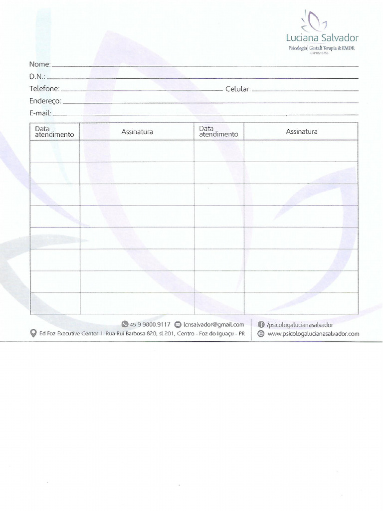 Ficha Do Paciente | PDF