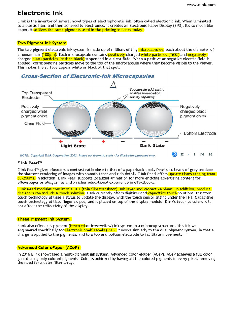 Electronic Ink: Two Pigment Ink System | PDF | Graphic Design | Color