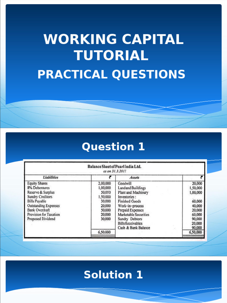 Working Capital Ratios Tutorial | PDF | Working Capital | Current Liability