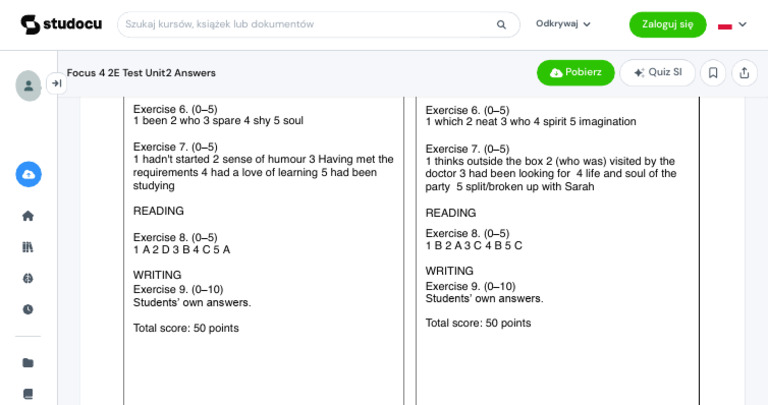 Focus 4 Unit 2 Test Answers | PDF