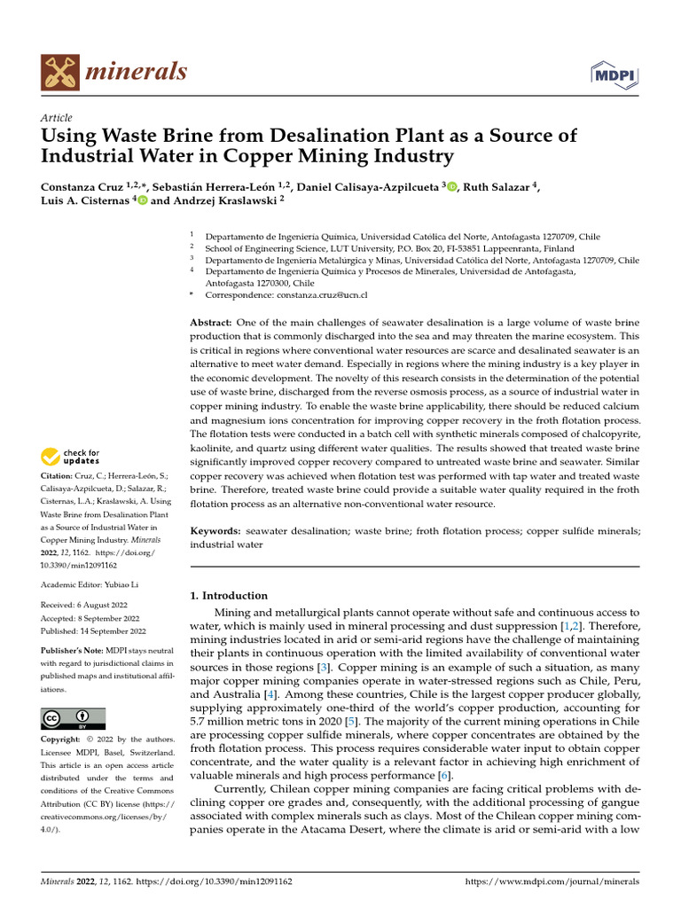 Spent Brine Reuse 12-01162-v2 | PDF | Desalination | Magnesium