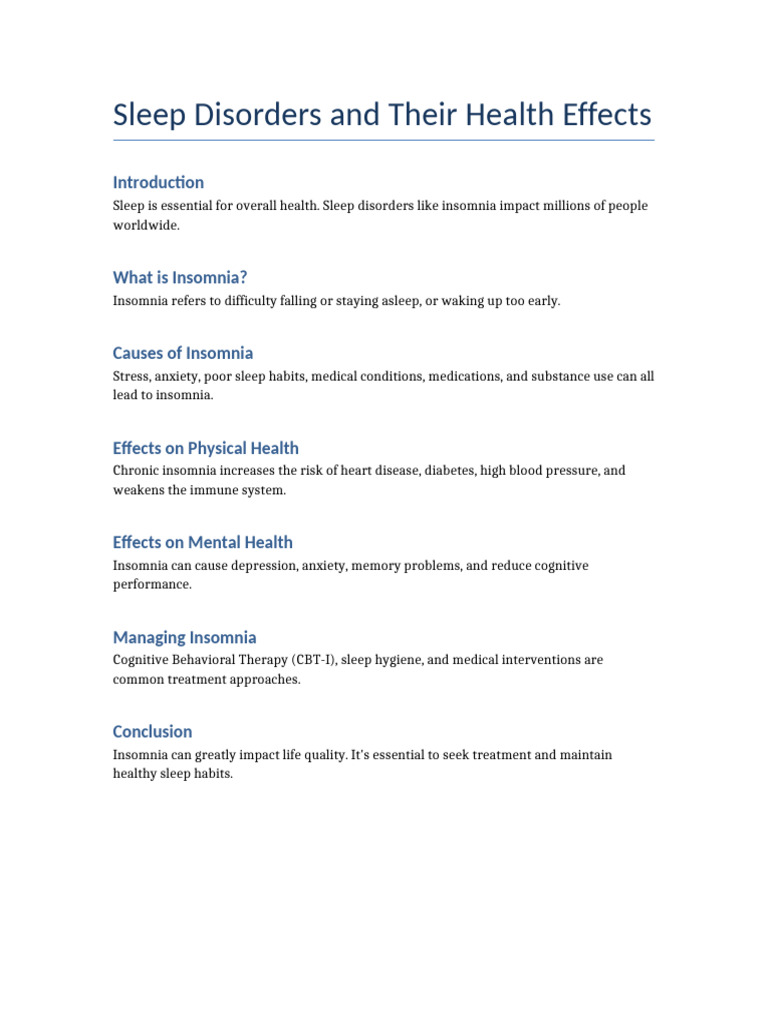 Sleep Disorders Report | PDF | Self-Improvement | Lifestyle