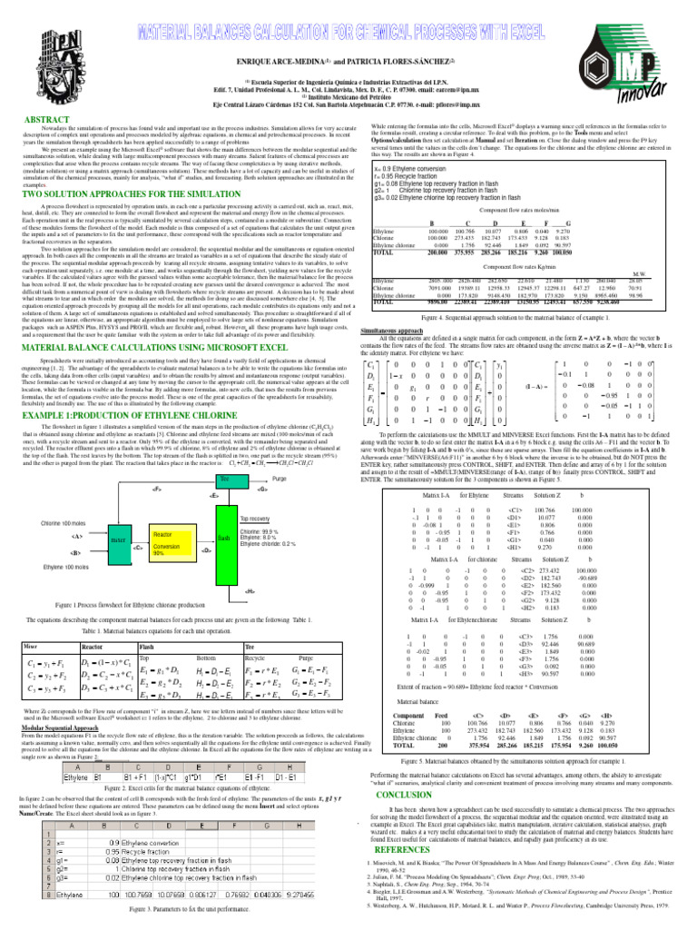 Mass Balance Calculations For Chemical P | PDF | Microsoft Excel ...