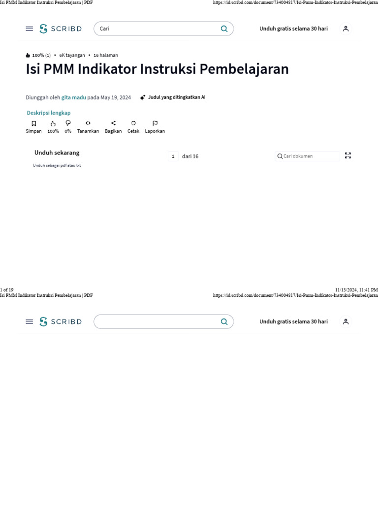 Isi PMM Indikator Instruksi Pembelajaran - PDF | PDF | Bisnis | Komputer