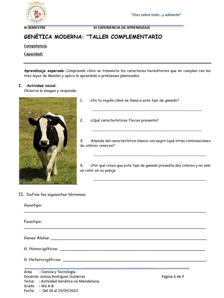 Taller Complementario de Genetica | PDF | Cigosidad | Dominancia (Genética)