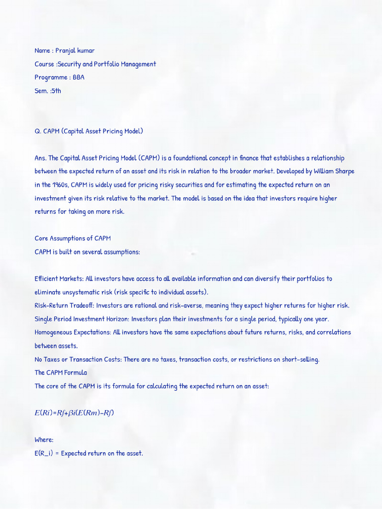 Capm | PDF