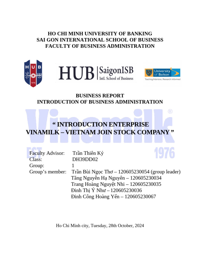 Business Report - Introduction Enterprise Vinamilk | PDF | Employment ...