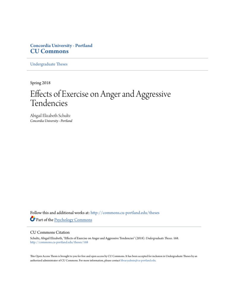 Effects of Exercise On Anger and Aggressive Tendencies | PDF ...
