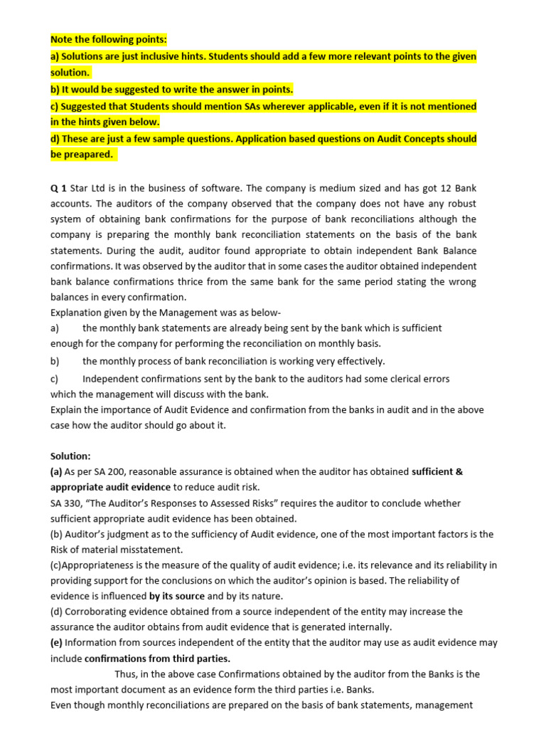 Audit_Sample Questions | PDF | Audit | Internal Control