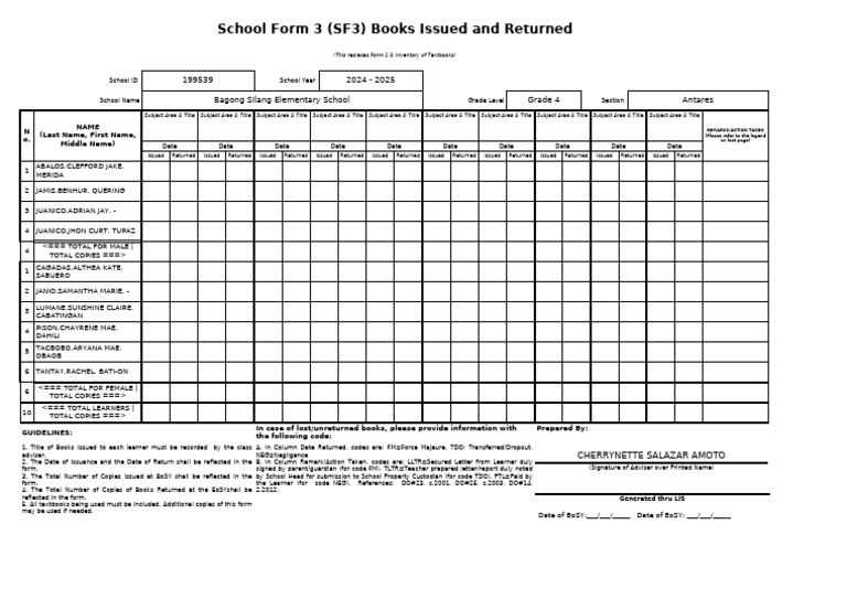 SF3 - 2024 - Grade 4 - Antares | PDF