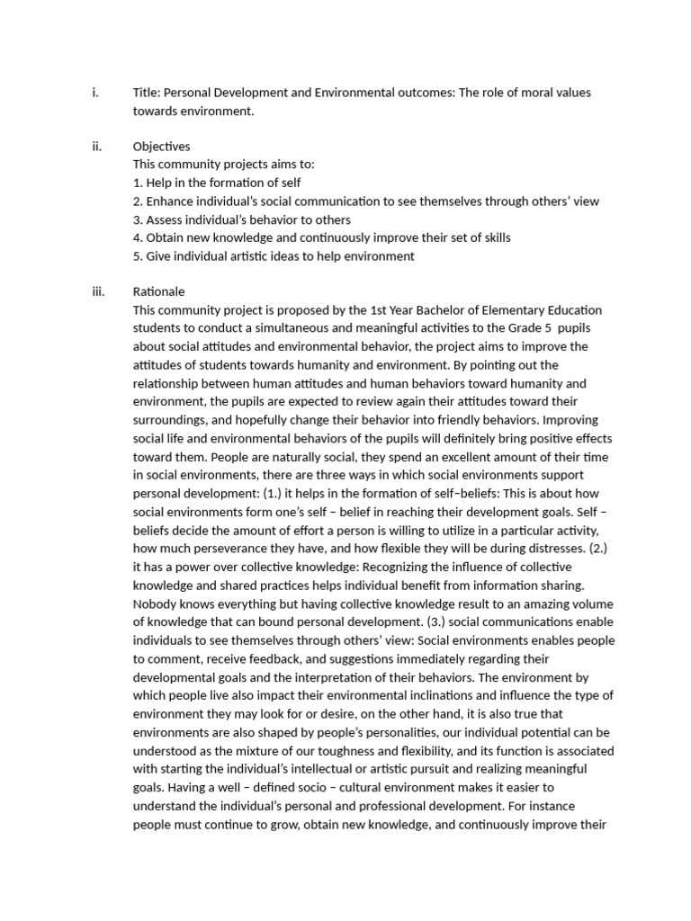 Community Project Proposal | PDF | Attitude (Psychology) | Knowledge